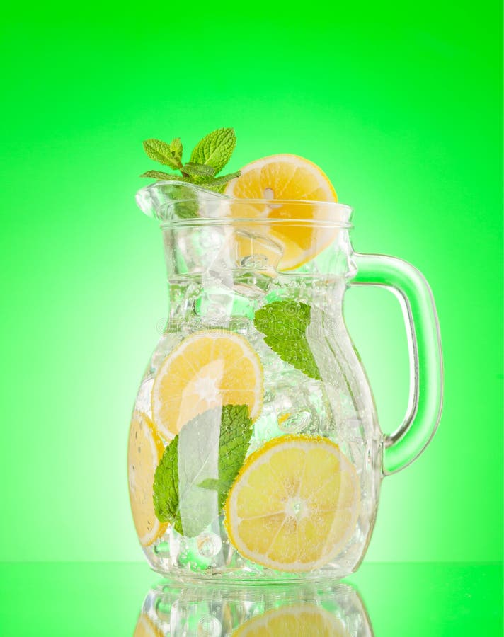 Lemonade Pitcher with Lemon Stock Photo - Image of cool, glass: 235829786