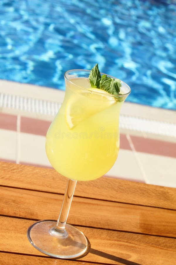 Lemonade by the pool stock image. Image of healthy, cube - 124117241