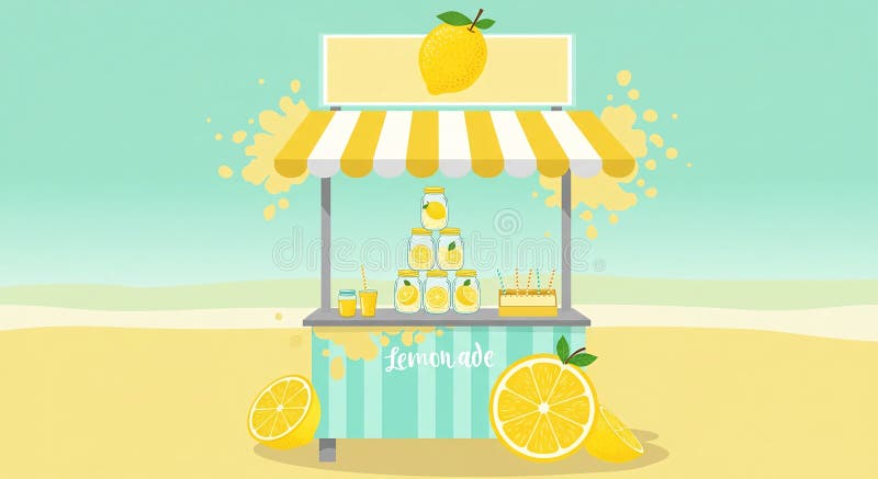 Lemonade Stand with a Jar of Lemons, Sugar, and Ice on the Counter ...