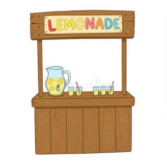 Lemonade Stand with Pitcher and Glasses Stock Illustration ...