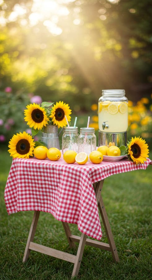 Lemonade Stand with a Jar of Lemons, Sugar, and Ice on the Counter ...