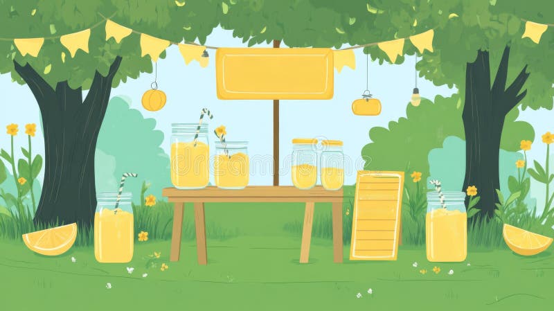 Lemonade Stand in a Sunny Park Illustration Stock Illustration ...