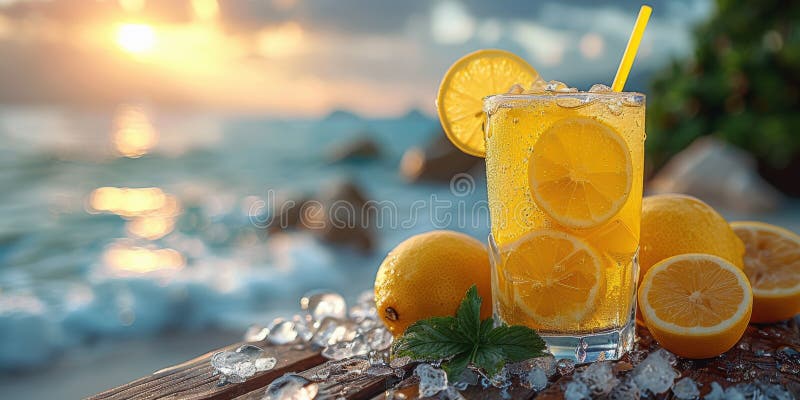 Lemonade Sunset Beach Created Generative Artificial Intelligence Stock ...