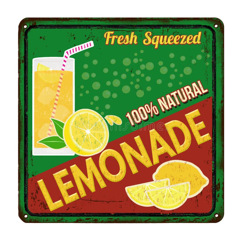 Lemonade vintage tin sign stock vector. Illustration of health - 96517869