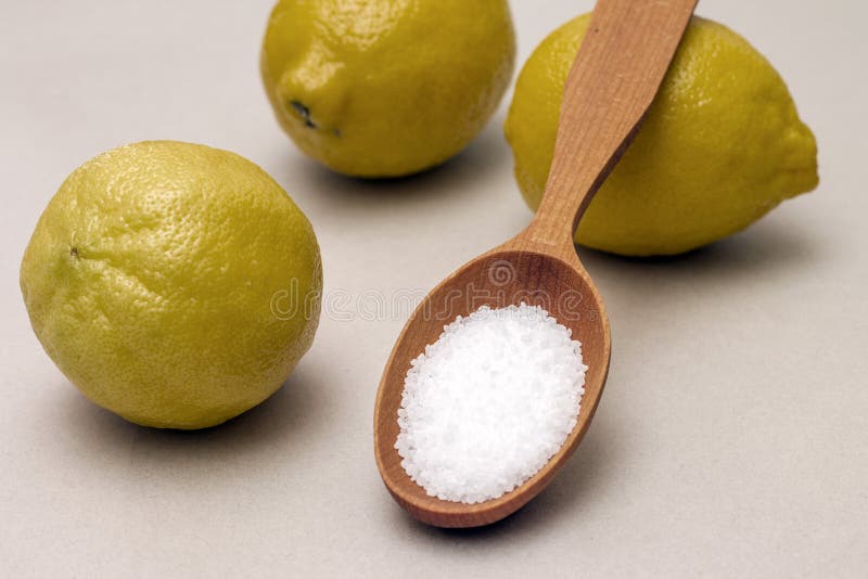Lemons and Citric Acid in Wooden Spoon Stock Photo - Image of cosmetic ...