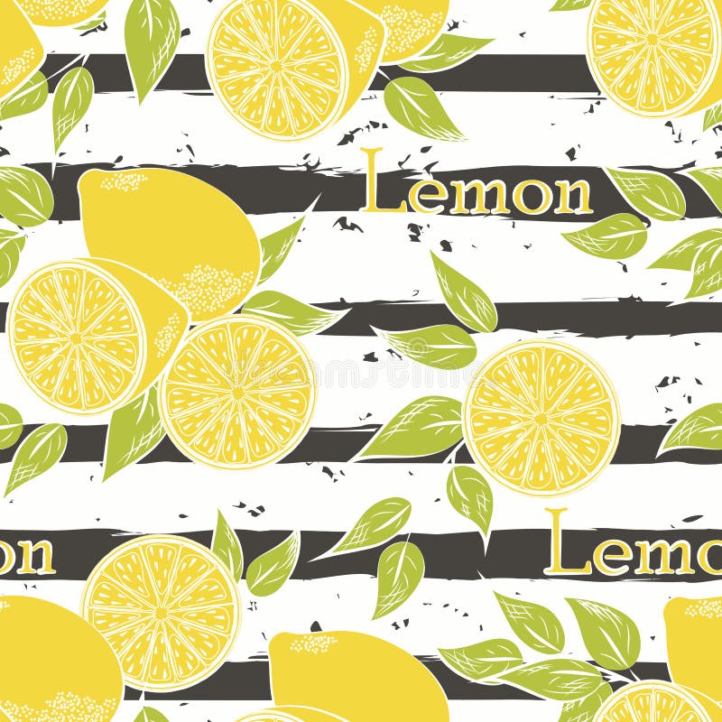 Lemons on Dark Gray Stripes Stock Vector - Illustration of fruit, seed ...