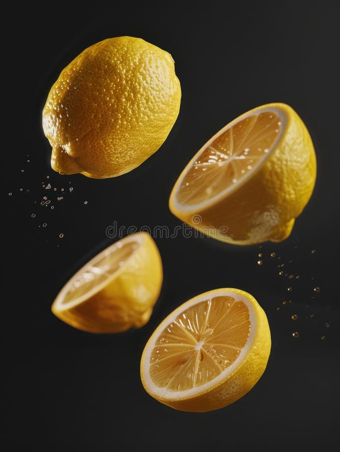 Lemons Falling from Tree stock illustration. Illustration of bowl ...