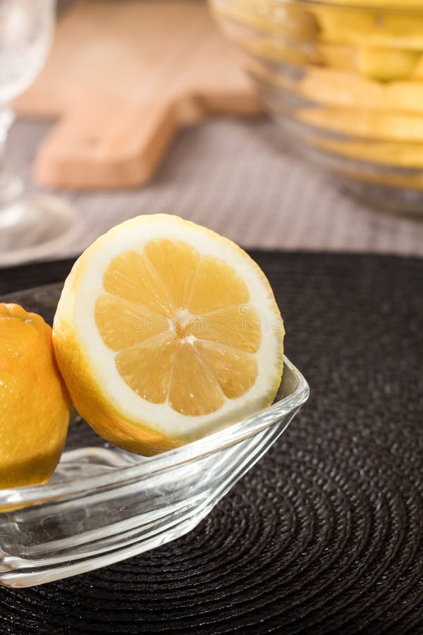 Lemons glass container stock photo. Image of table, lemon - 72841638