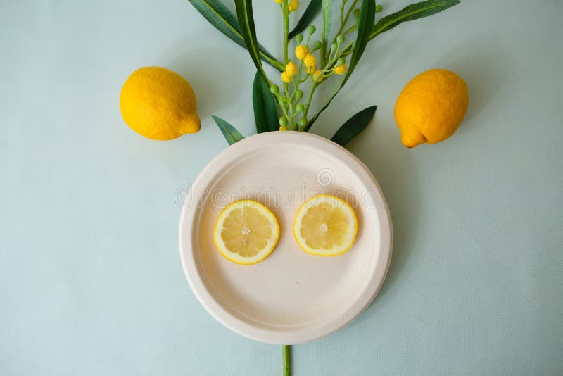 Lemons stock photo. Image of styled, blue, freshness - 184535536