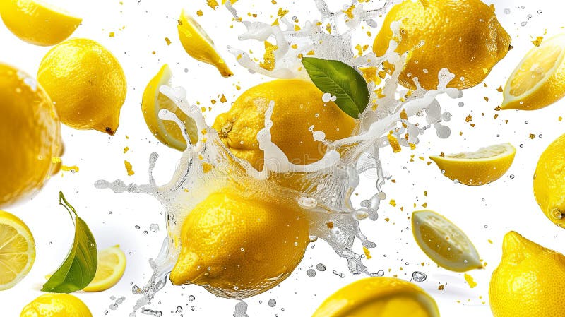 Lemons and Lemonade Splashing in Mid-Air Stock Illustration ...