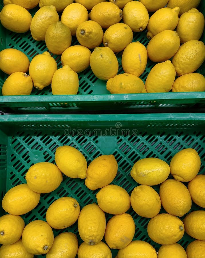 Baskets with Lemons in Outdoors Market of Sorrento, Italy. Stock Photo ...