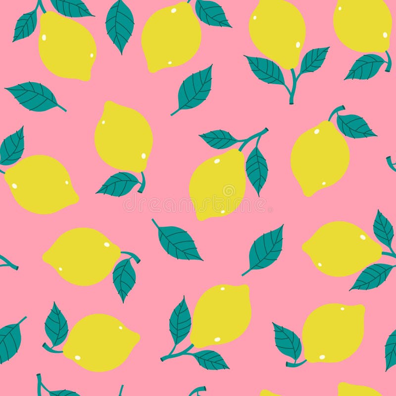 Lemons on a Pink Background Simple Seamless Pattern. Vector Graphics Stock Vector - Illustration ...
