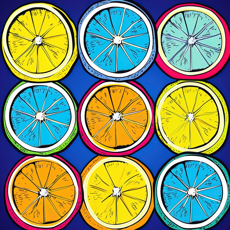 Lemons Poster Design in Pop Art Style. Generative Ai Illustration Stock ...
