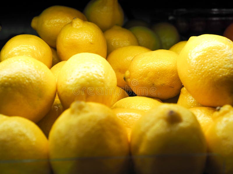 Lemons for Sale in a Supermarket Stock Photo - Image of healthy, color ...