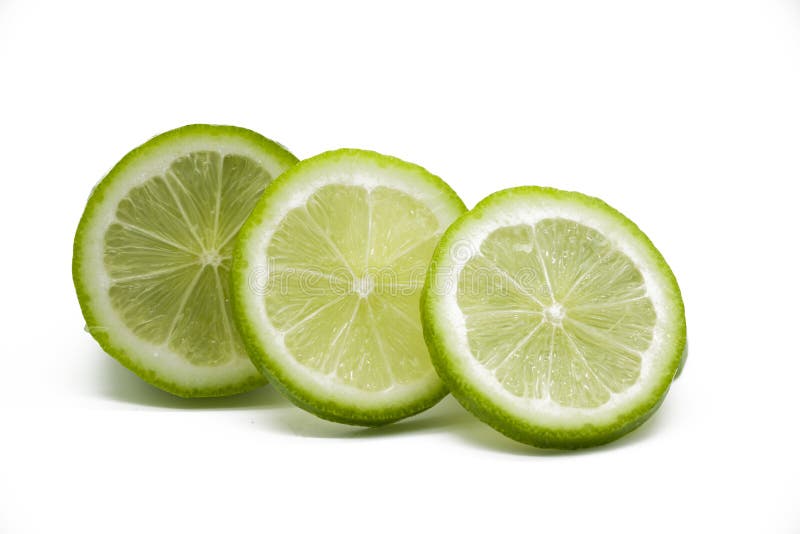 Lemons Single Slices Isolated on White Background. Front View Stock ...