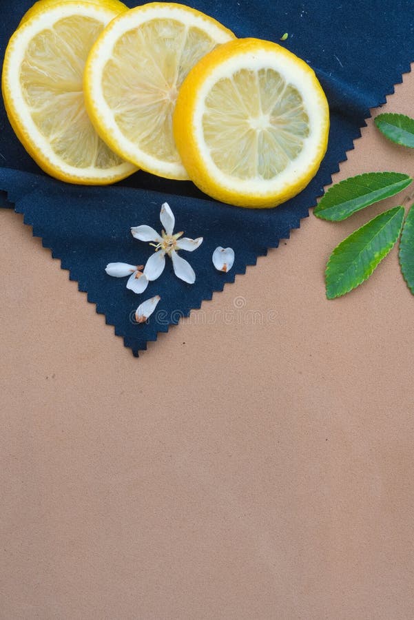 Lemons Slices on a Blue Cloth Stock Image - Image of green, healthy ...
