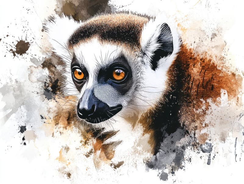 Lemur Monkey Portrait with Yellow Eyes Stock Photo - Image of animal ...