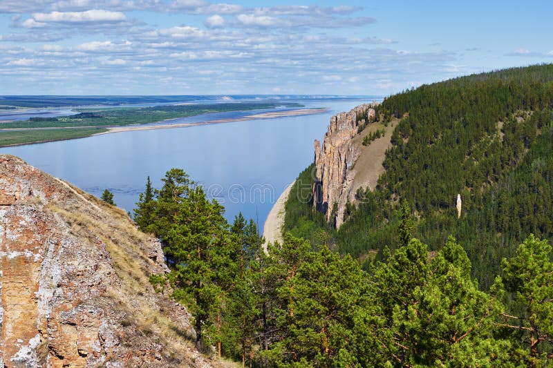 Lena Pillars, Banca Del Fiume Lena, Yakutia Immagine Stock - Immagine ...