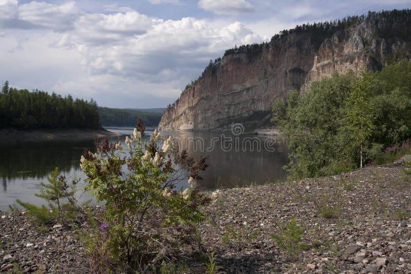 The Lena River stock photo. Image of voyage, forest, clouds - 60773972