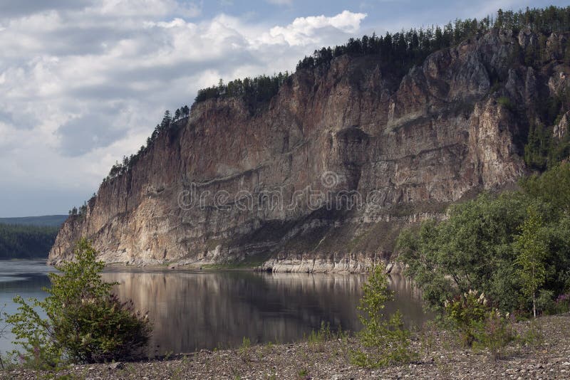 The Lena River. stock photo. Image of overcast, sand - 60985720