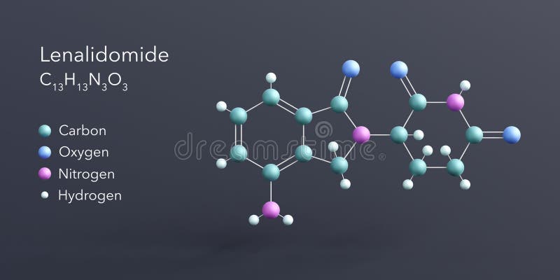 Lenalidomide Molecule 3d Rendering, Flat Molecular Structure with ...
