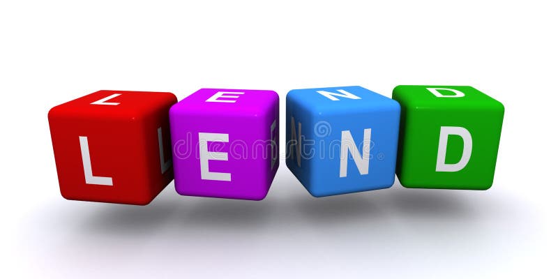 Lend word block on white stock illustration. Illustration of light ...