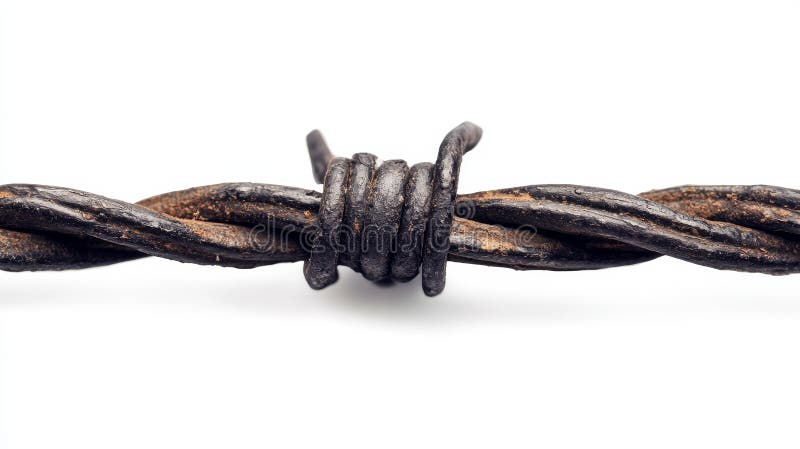 A Length of Barbed Wire with Pointed Metal Tips on Its Intertwined ...