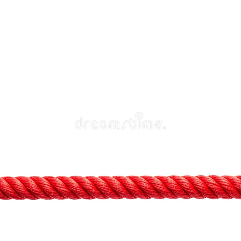 A Length of Bright Red Twisted Rope, Isolated on a White Background ...