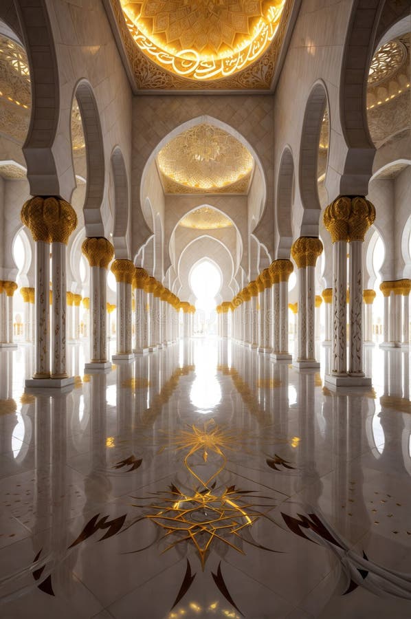 A Lengthy and Beautiful Hallway Adorned with Arches and Columns in a ...