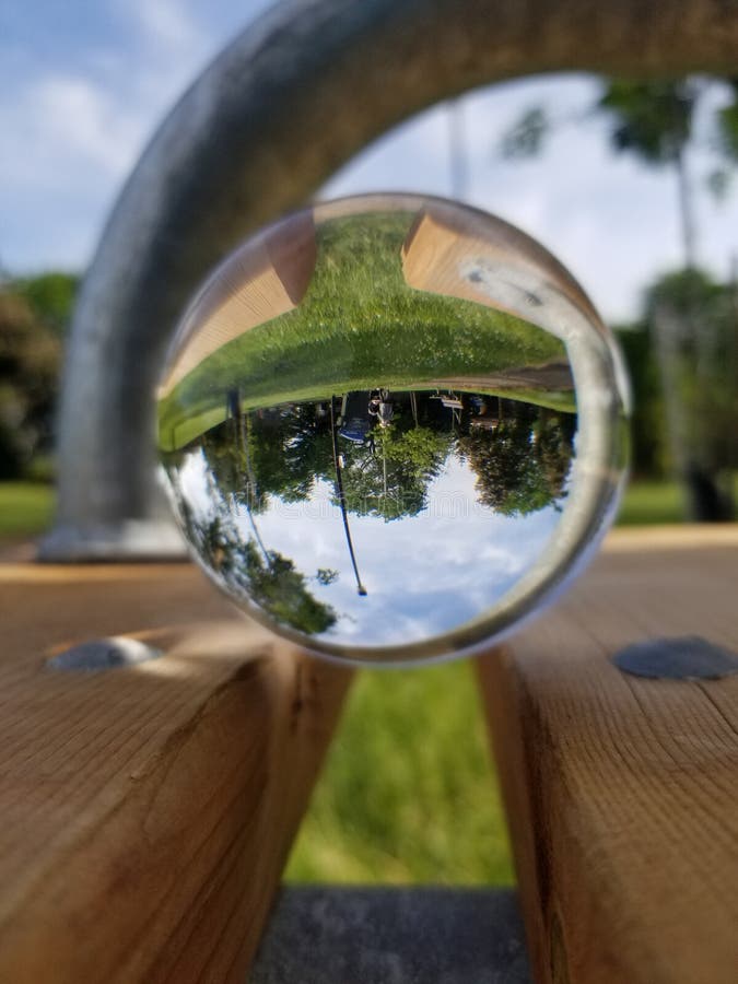 Lens Ball on Bench stock image. Image of bench, lighting - 250367013