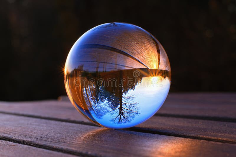 Lens Ball Creative Photography, Landscape Reflection Stock Image ...
