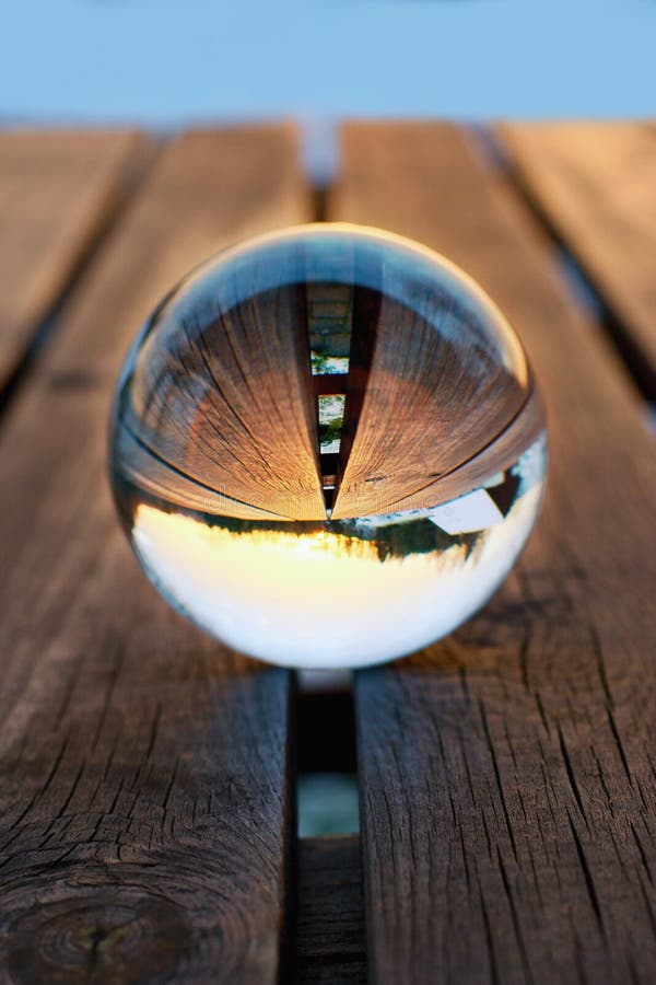 Lens Ball Creative Photography, Landscape Reflection Stock Photo ...