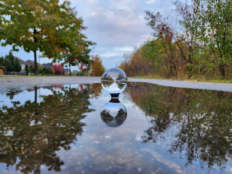 Lens Ball and Fall Rains stock photo. Image of nature - 301054608