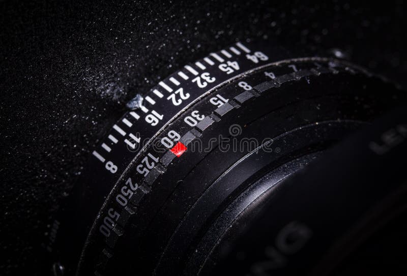 Lens Barrel of View Camera with Exposure Selection. Stock Image - Image ...