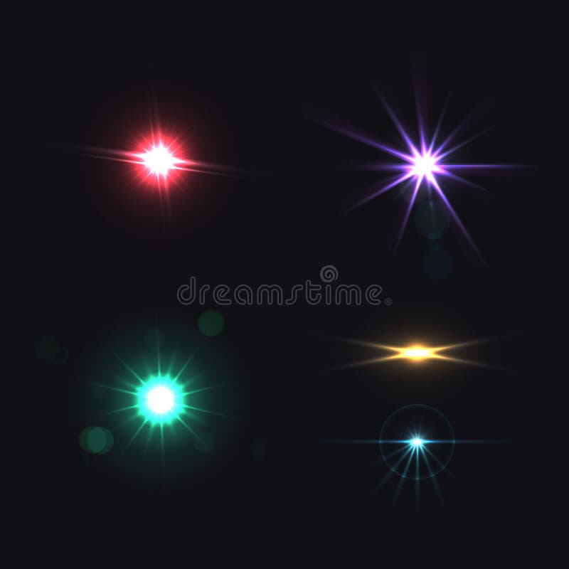 Lens Bright Effects Realistic Colored Set Isolated Vector Illustration ...