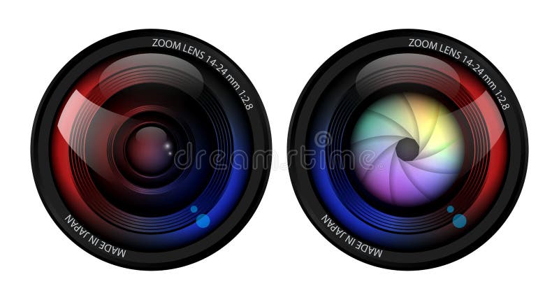 Realistic Camera Lenses Isolated, Two Professional Photo Lens with ...