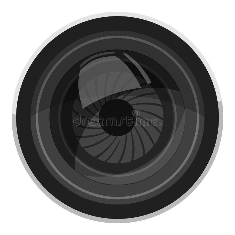 Lens for Camera Icon, Gray Monochrome Style Stock Illustration ...