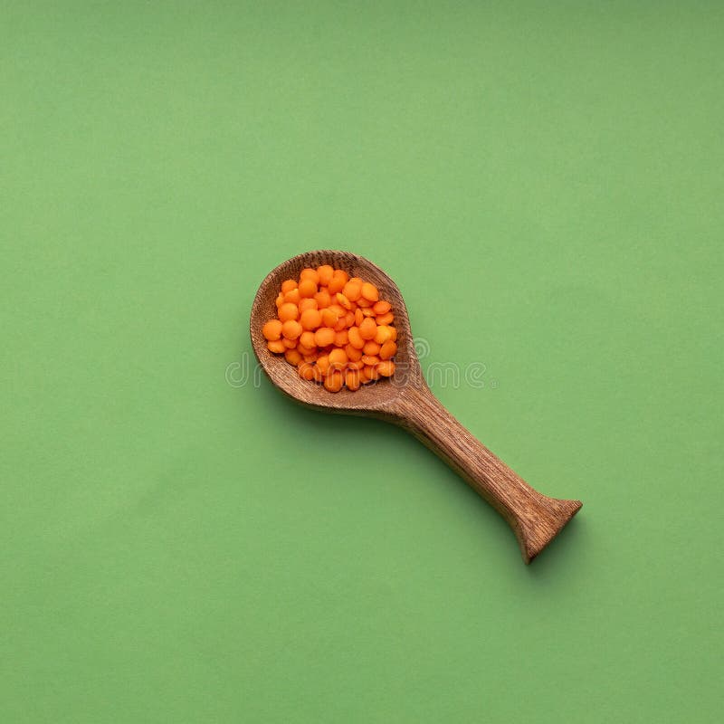 Lens Culinaris - Spoon with Raw Red Lentils Stock Illustration ...