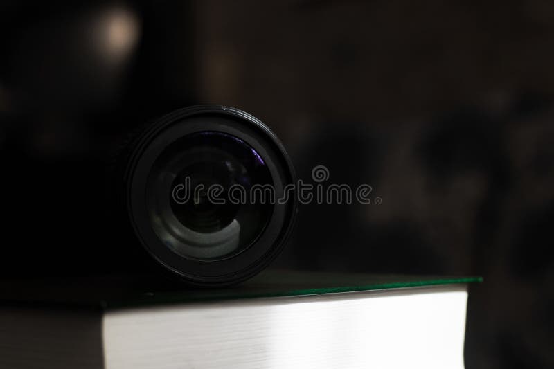 Lens in the Dark Close Up, Front View Stock Image - Image of realistic ...