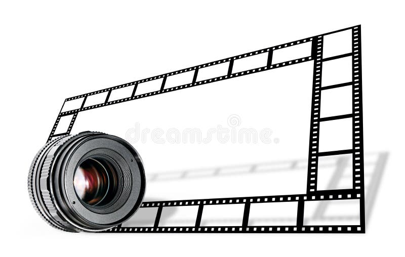 Lens & Film Strip Border on White Stock Image - Image of equipment ...