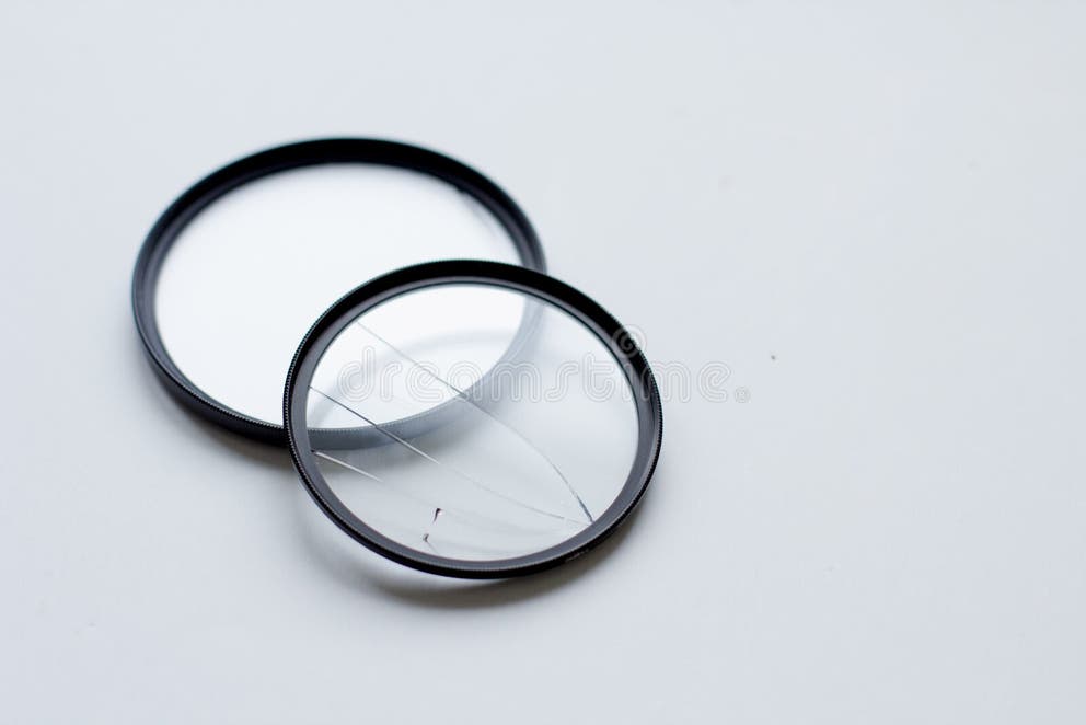 Lens Filter with a Broken Glass. Camera Lens Stock Image - Image of ...