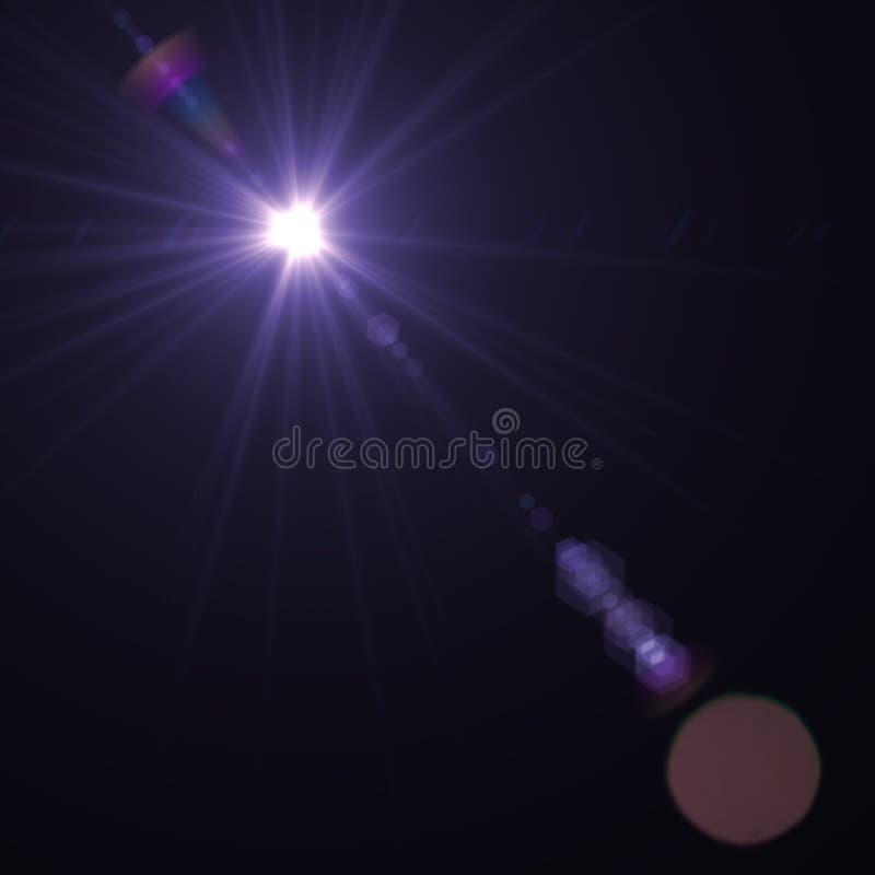 Lens Flare Effect on Dark Background. Digital Illustration. Stock ...
