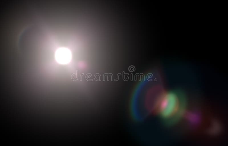 Lens Flare, Glow Light Effect on Black. Rays Light Effects, Overlays or ...