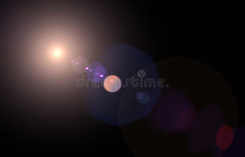 Lens Flare, Glow Light Effect on Black. Rays Light Effects, Overlays or ...