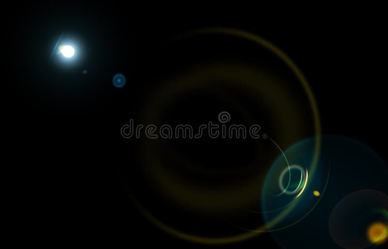 Lens Flare, Glow Light Effect on Black. Rays Light Effects, Overlays or ...