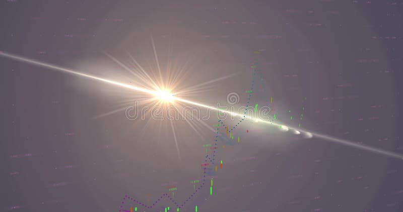 Lens Flare Streaming Right Over 3D Candlestick Chart Visualizing ...