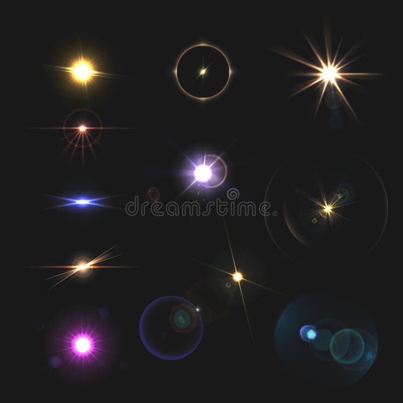 Lens Flares Set stock vector. Illustration of collection - 127712852