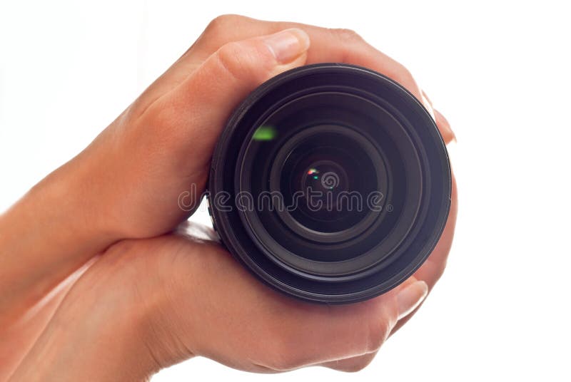 Lens in hands stock photo. Image of human, white, women - 14705412