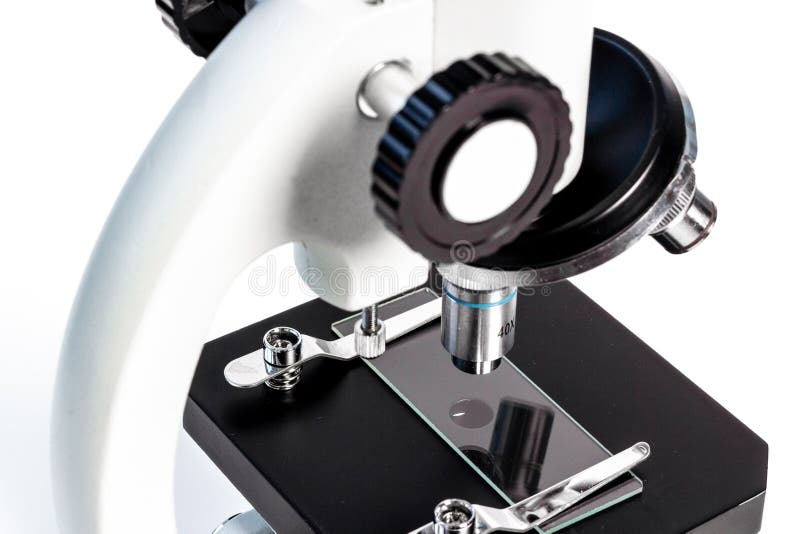 Lens of Microscope Close Up. Research in Scientific Medical Laboratory ...
