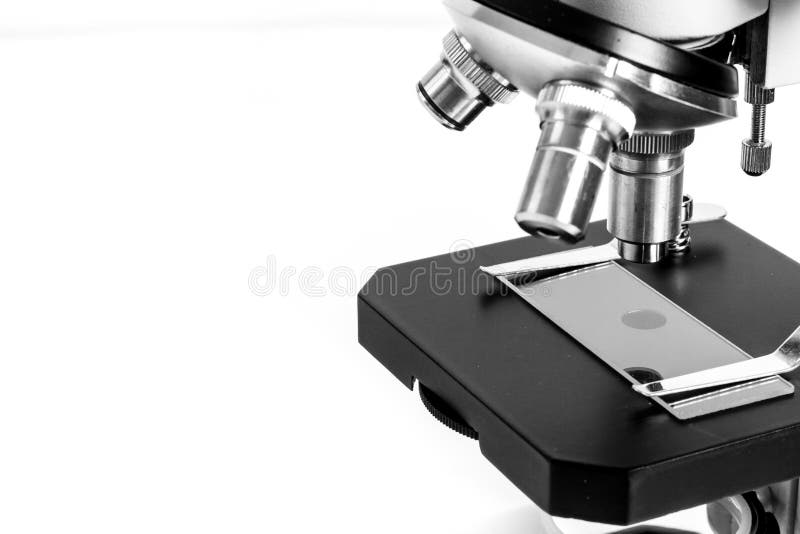 Lens of Microscope Close Up. Research in Scientific Medical Laboratory ...